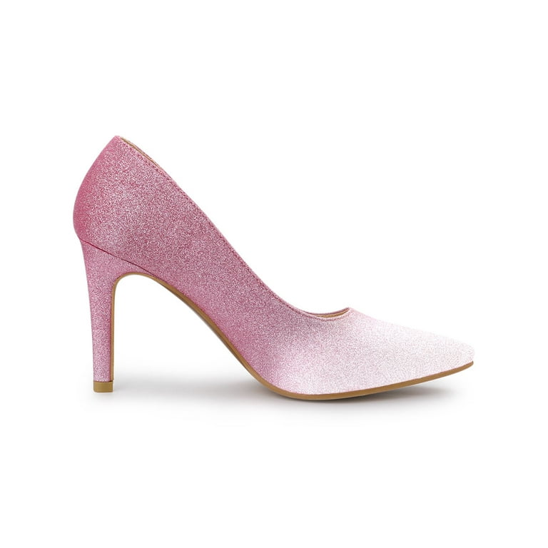 Prom Sparkly Pink Pumps Light Pink Glitter Ankle Strap High Heel Pumps