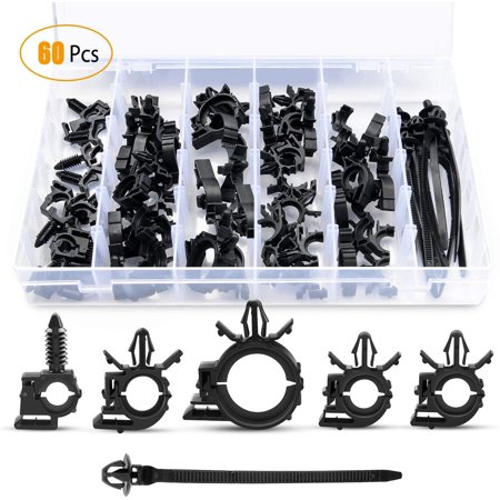 60Pcs Car Wire Loom Routing Clips Assortment - 6 Different Sizes ...