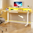 Dextrus Electric Height Adjustable Standing Desk with LED Light & Power ...