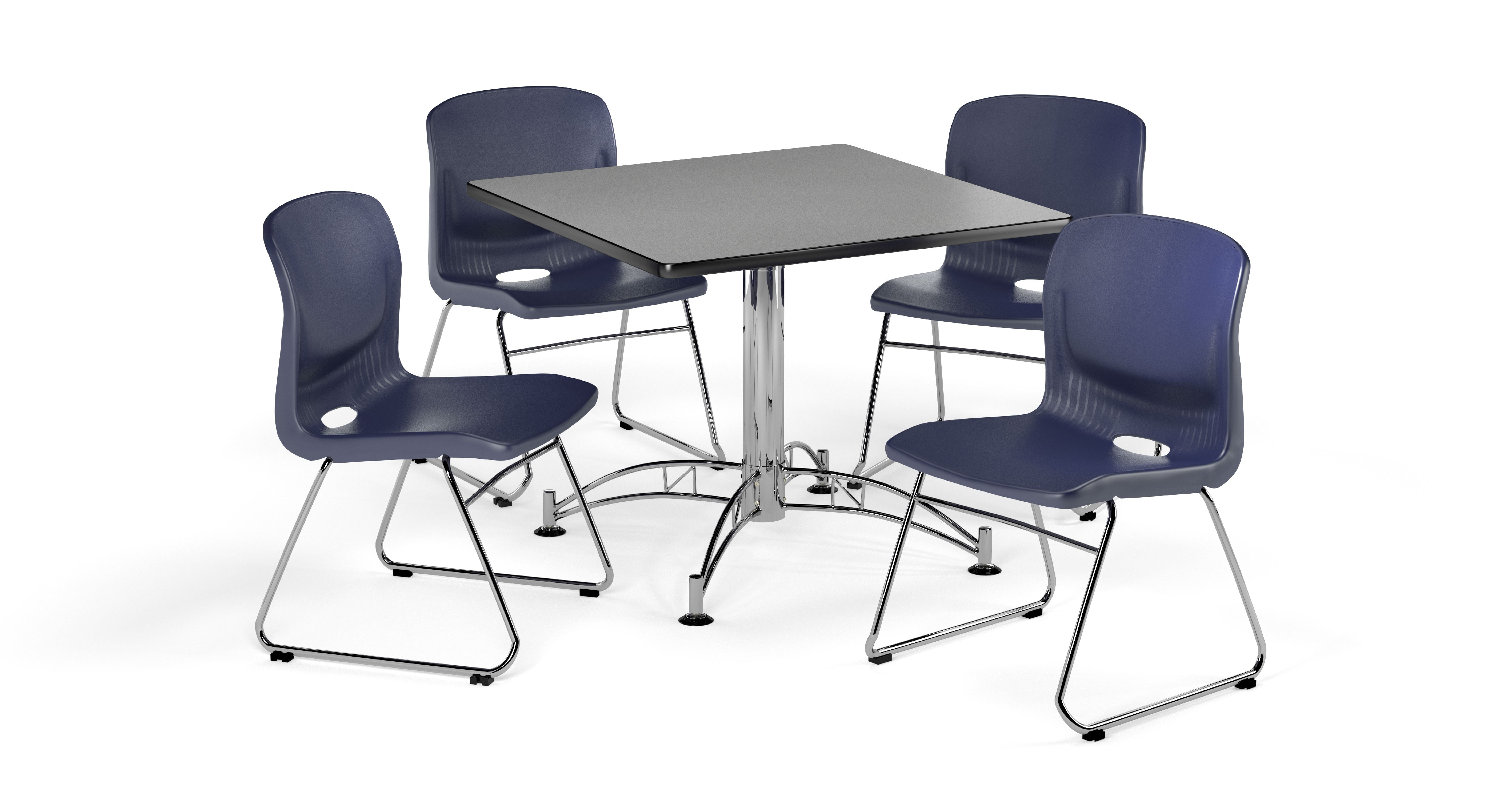 OFM Multi-Use Break Room Package, 42" Square Table with Plastic Stack ...