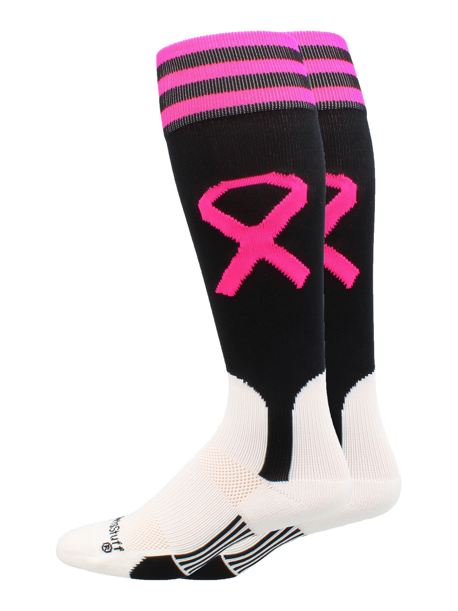 Pink RIbbon Breast Cancer Awareness Baseball Stirrups Socks (Black/Neon ...
