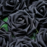 Efavormart 24Pcs Artificial Flowers Real Touch Black Foam Roses Wired ...