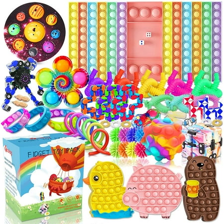 Big Fidget Pack Anti-Anxiety Tools, Fidget Toy Pack with Marble Mesh Sensory Tubes and Fidget ...