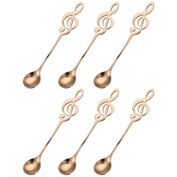 Uxcell 6Pack 6" Stainless Steel Music Note Spoon Mini Coffee Dessert ...
