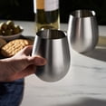 Viski Silver Wine Glasses, Stemless Wine Glass Set, Stainless Steel ...