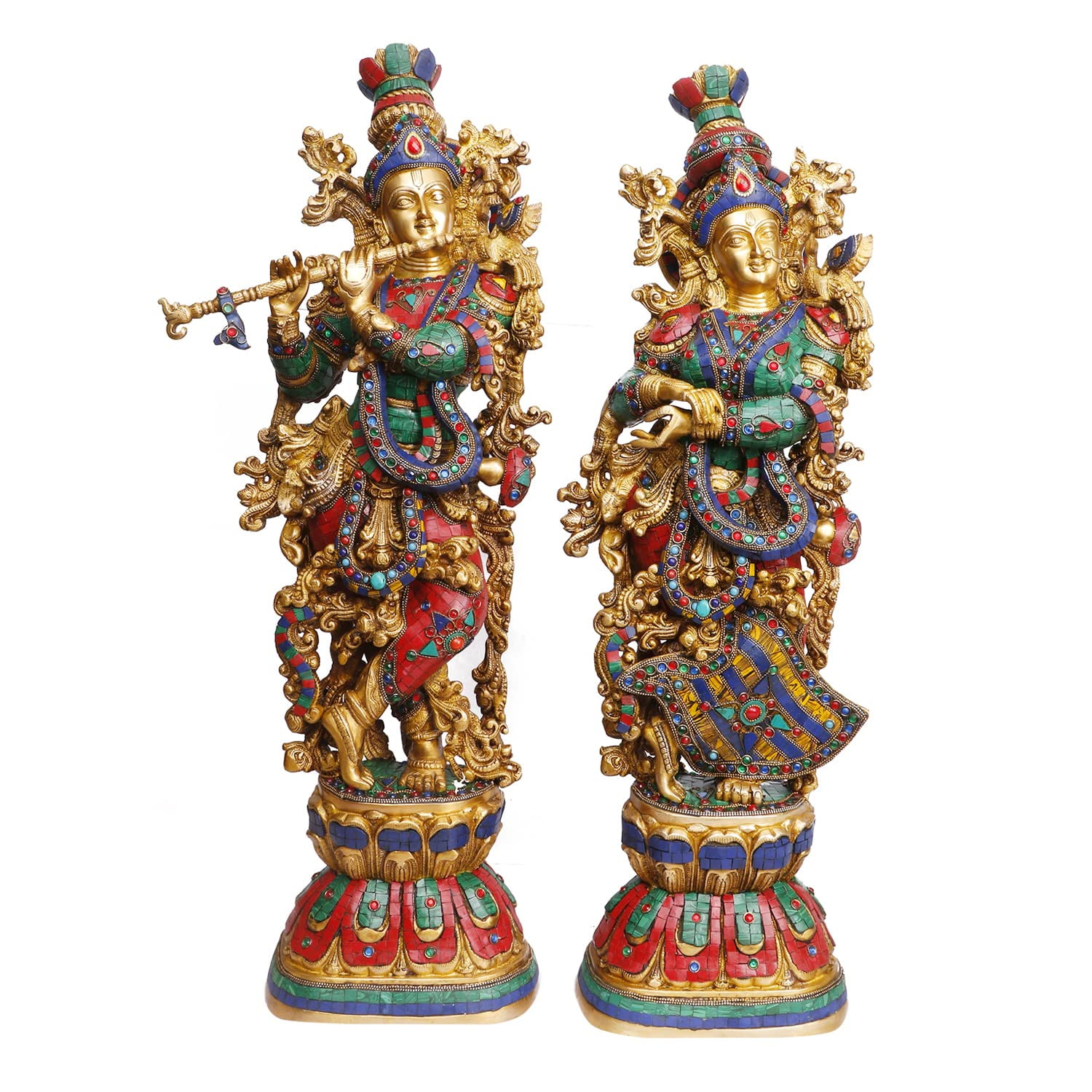 Brass World Brass Radha Krishna Idol Murli Krishan Radha Bhagwan Statue ...