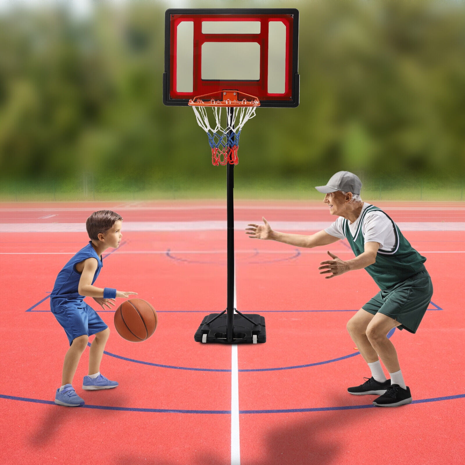 DENEST Height-Adjustable Basketball Hoop Portable Basketball System ...