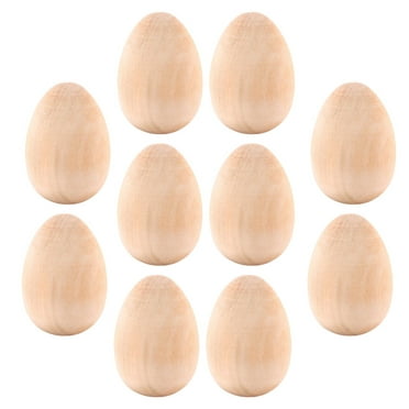 ZEONHAK 40pcs 2.4 x 1.8 Inch Wooden Eggs, Unfinished Wooden Egg, Fake Craft Wood Eggs for Crafts ...