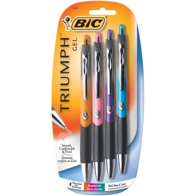 Bic Corporation RTR57AP41-AST 4 Count Assorted Retractable Triumph Gel ...