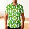 BiZtdJrK Mens Summer Button Down Shirts Novelty Shamrock Graphic Short ...