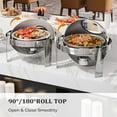 ROVSUN 6 Quart Roll Top Chafing Dish Set, Stainless Steel Buffet Server with Glass Window ...