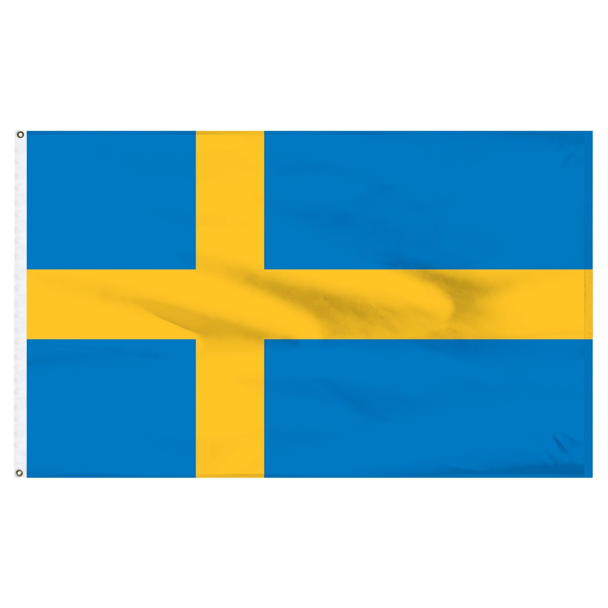 Sweden Flag Nylon Rectangular with Pole Hem Only - Banner 5ft x 3ft ...
