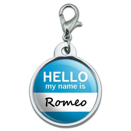 Romeo Hello My Name Is Small Metal ID Pet Dog Tag - Walmart.com