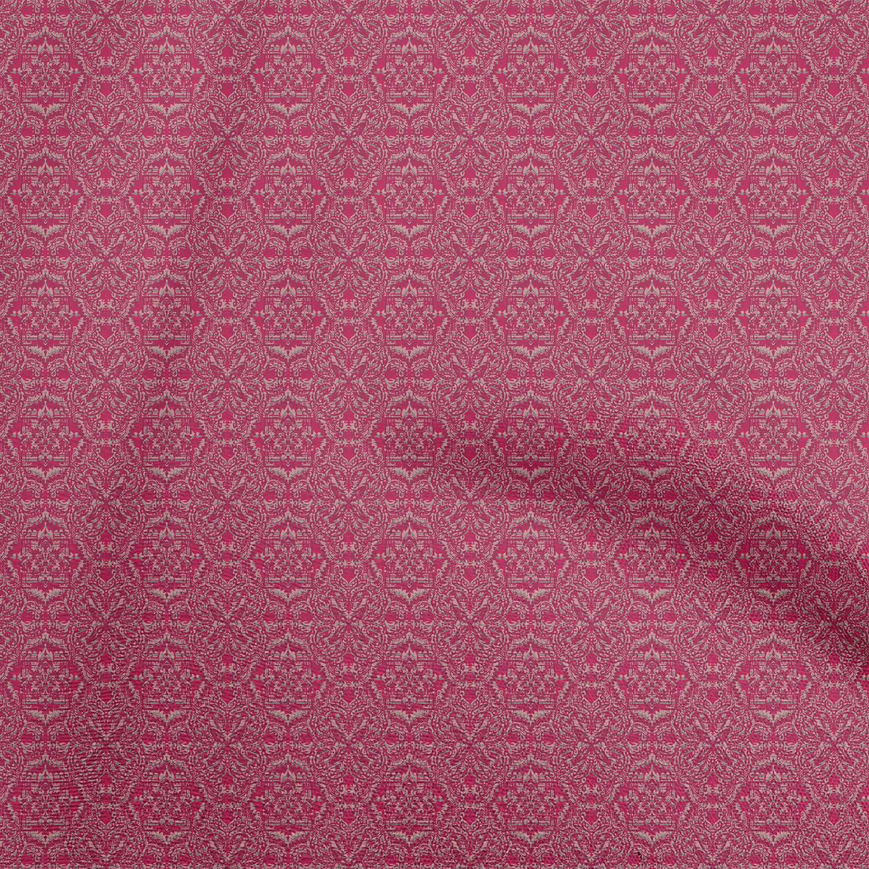 oneOone Silk Tabby Magenta Fabric Floral Sewing Material Print Fabric ...