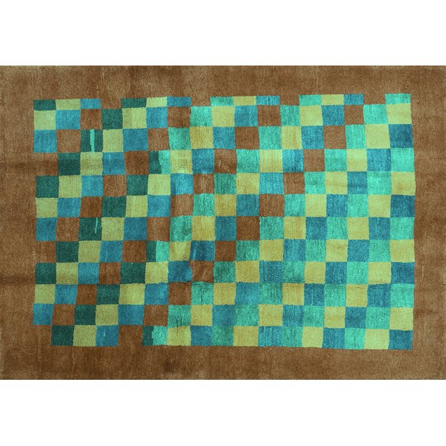 Ahgly Company Indoor Rectangle Checkered Turquoise Blue Modern Area ...