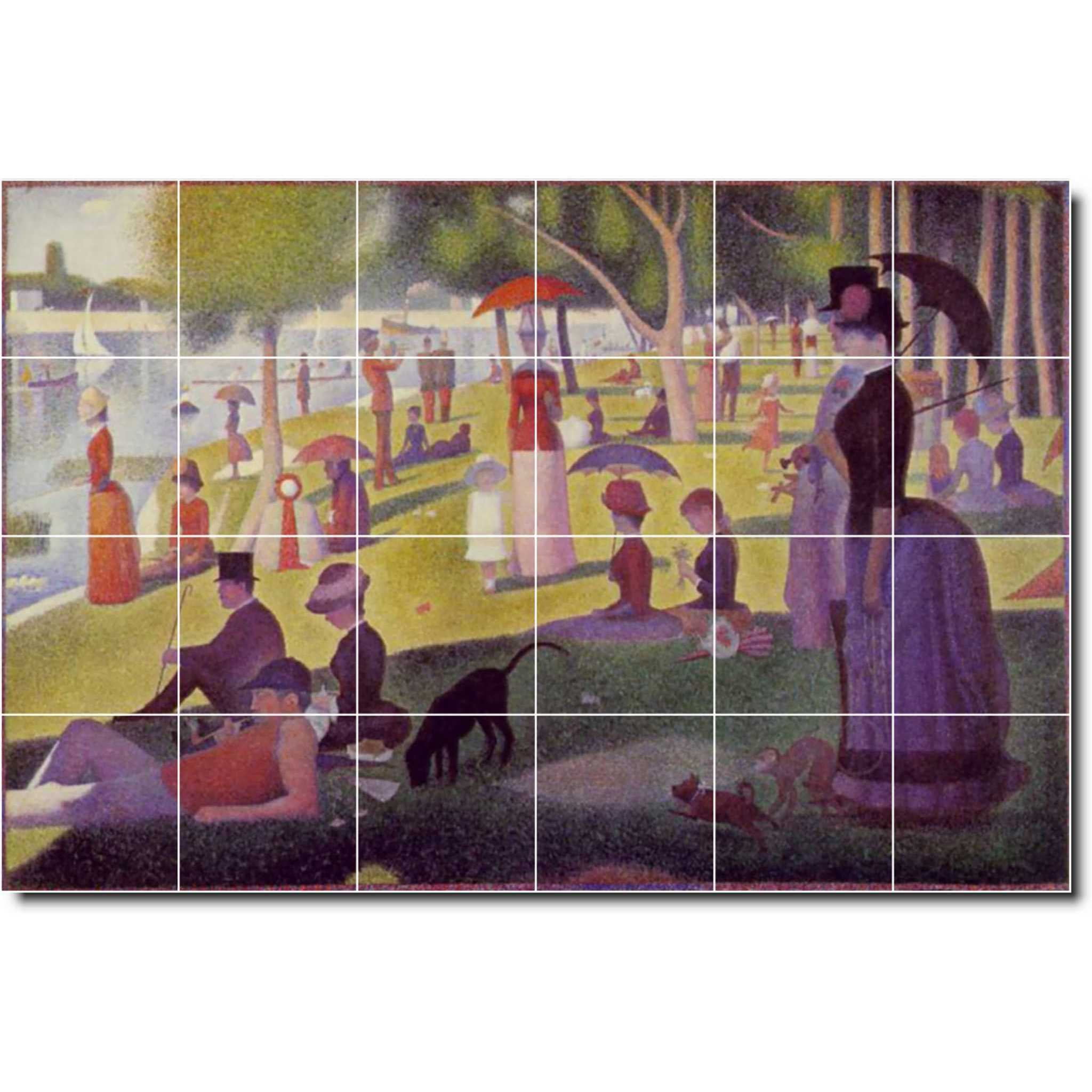 Ceramic Tile Mural-Georges Seurat Country Painting 155. 25.5" w x 17" h ...