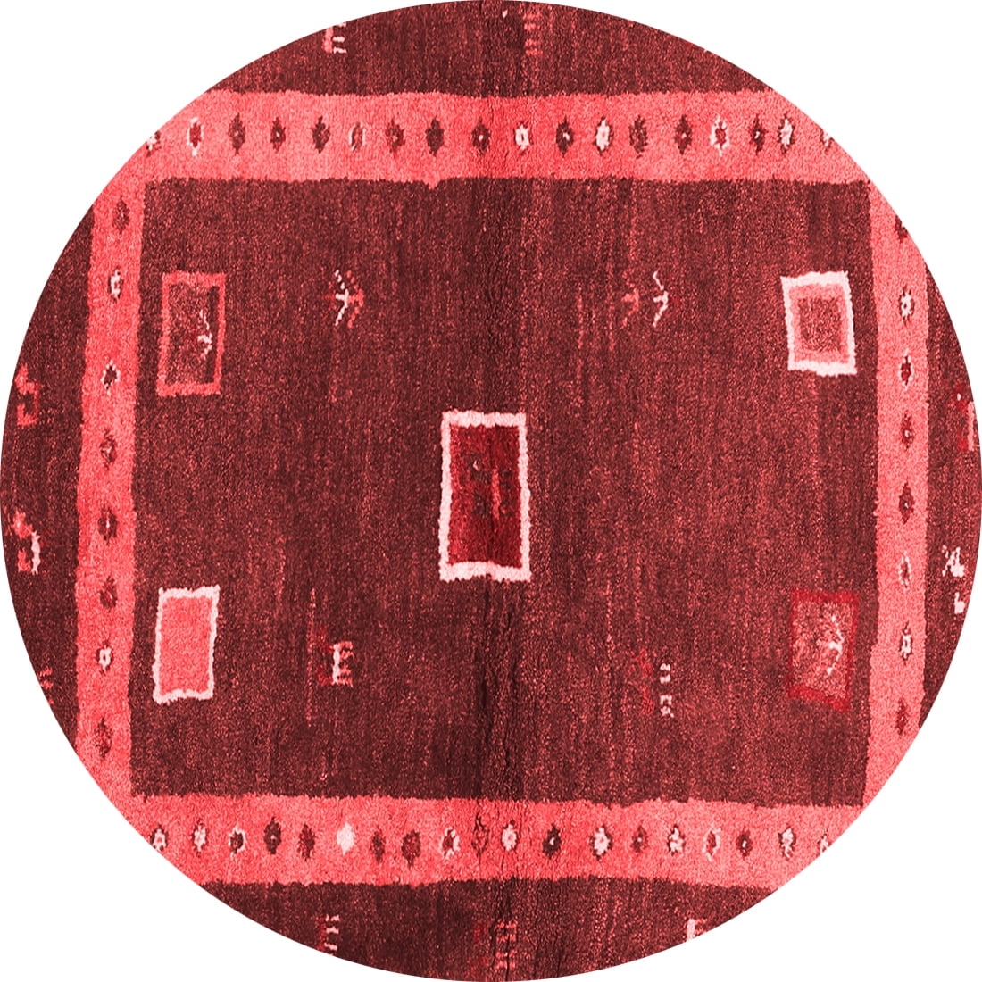 Ahgly Company Indoor Round Abstract Red Contemporary Area Rugs, 5 ...