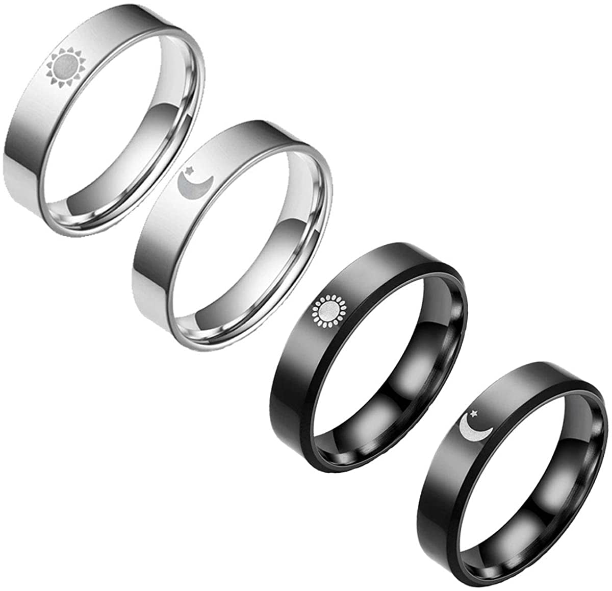 YAZI 4PCS Plain Band Rings for Men Stainless Steel Rings for Men ...