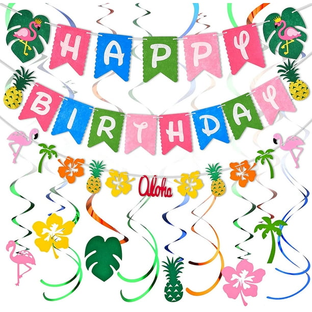 15 Pieces Hawaiian Aloha Party Decorations, Luau Tropical Party ...