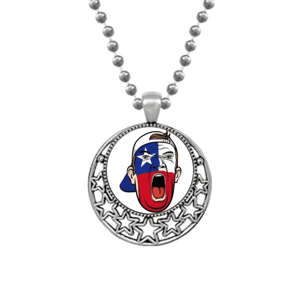 Chile Flag Makeup Head Screang Cap Necklaces Pendant Retro Moon Stars ...