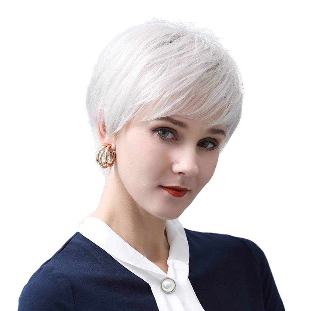 Pelucas de Corte Pixie de Cabello Humano Corto para Mujer de 8 '' para ...