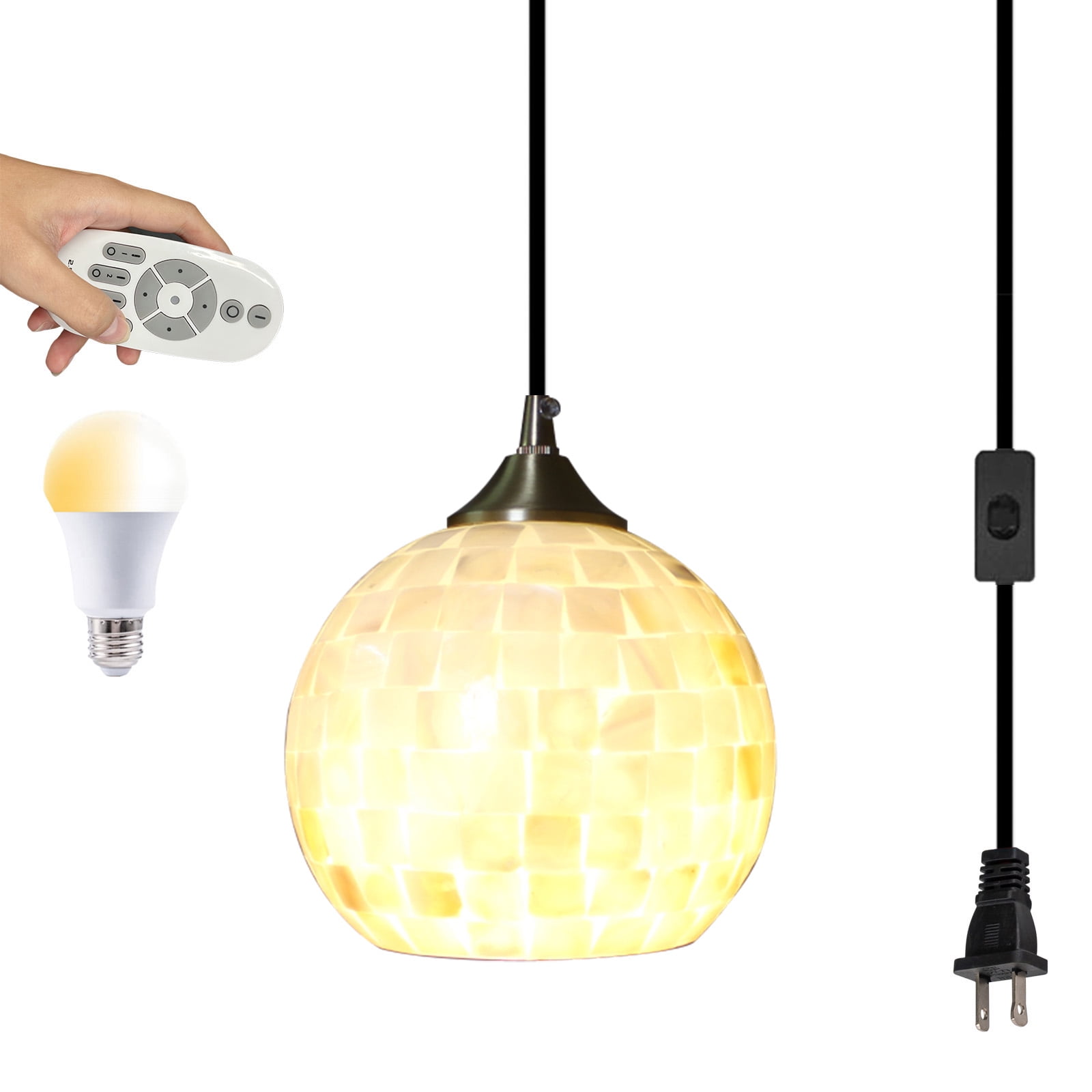Kiven Plug in Pendant Light, Modern Hanging Light with Remote Control ...