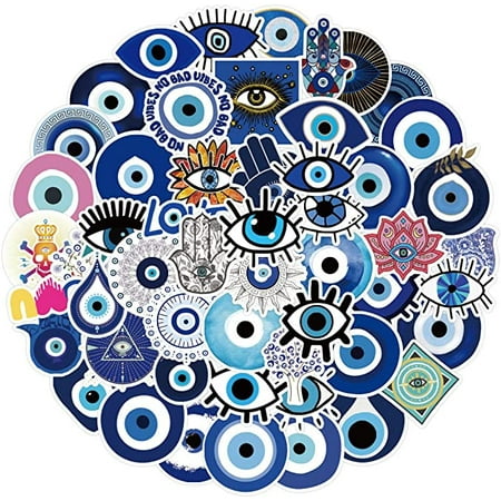 Hongchun 50PCS Evil Eyes Stickers,Vinyl Waterproof Blue Eyes Decal for ...