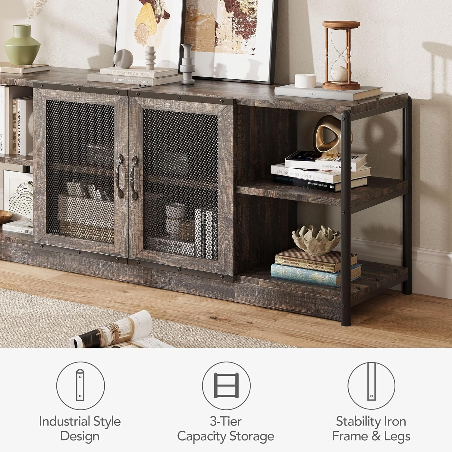 Click here for Beesclover Farmhouse Tv Stand For 75 Inch Tv Rusti... prices