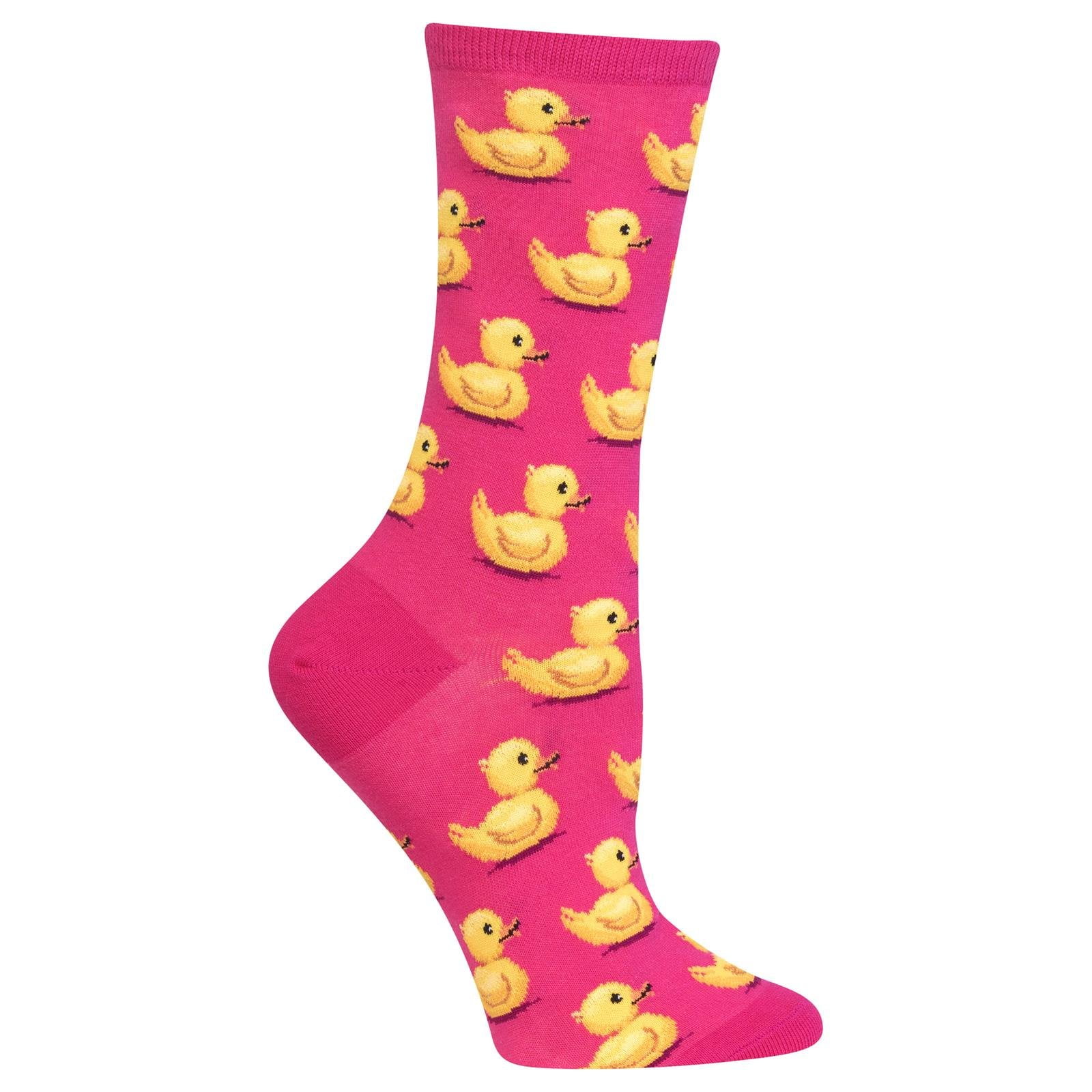 Rubber Ducks Hot Pink Ladies Crew Socks - Walmart.com