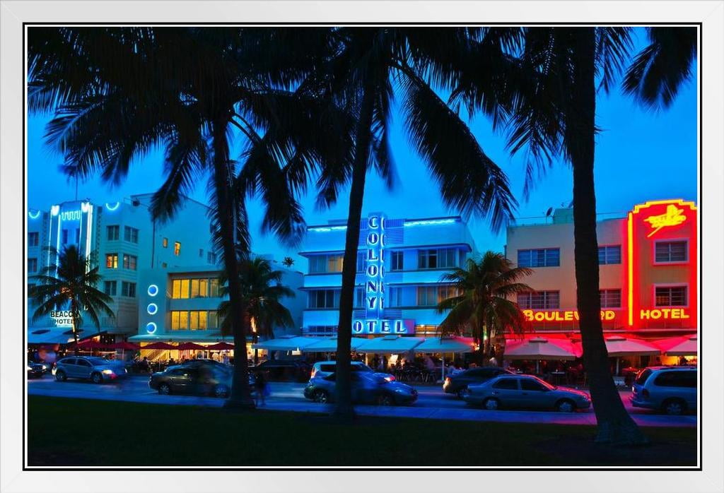 Ocean Drive at Night South Beach Miami Florida Photo Photograph Sunset ...