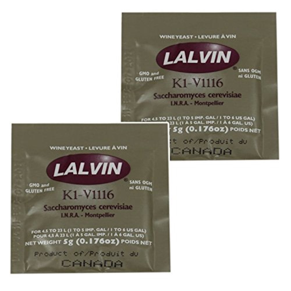 Lalvin K1 V1116 Yeast White Wine 5g Sachet Homebrew Wine Making - 2 ...