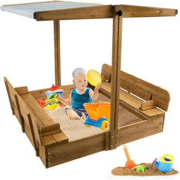 DEYGIA Outdoor Sandbox with Lid and Cover, 44 x 44 x 40.3 Inches, 31 lb ...