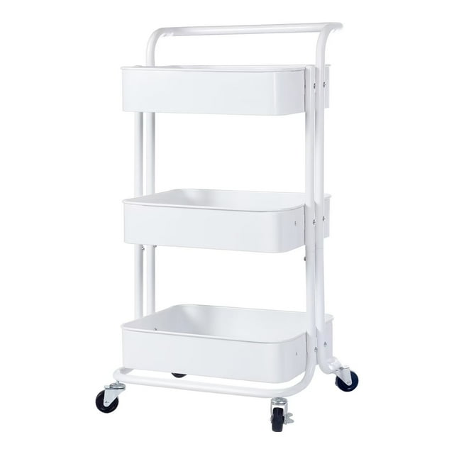 3-Tier Rolling Cart, Heavy Duty Metal Frame Dining Cart with 360 ...