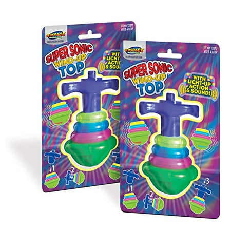 Geospace Super Sonic Wind-Up Spinning Tops with Light and Sound (2-Pack ...