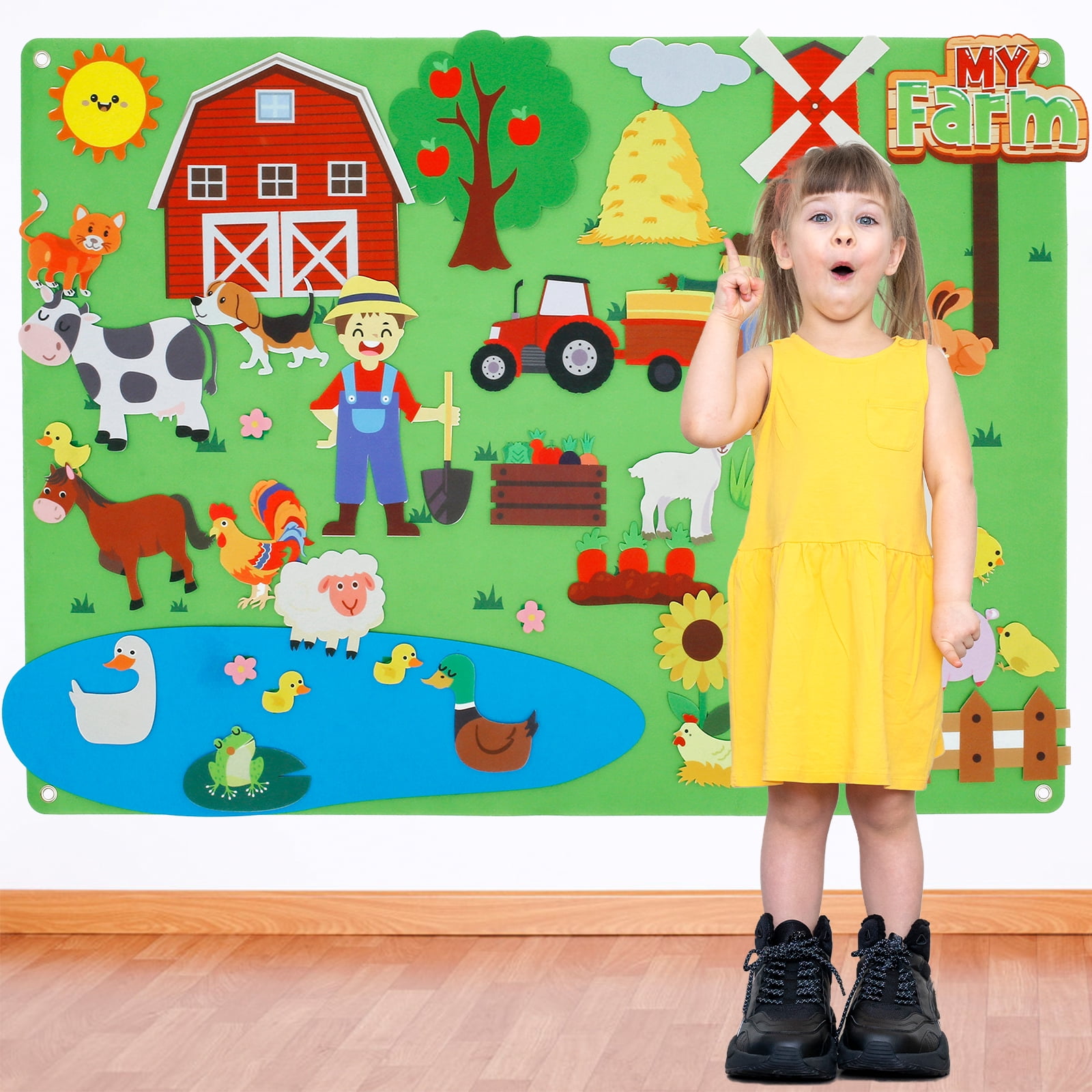 ZTOOFelt Story Board with Hook Preschool Felt Board Reusable Felt Farm ...