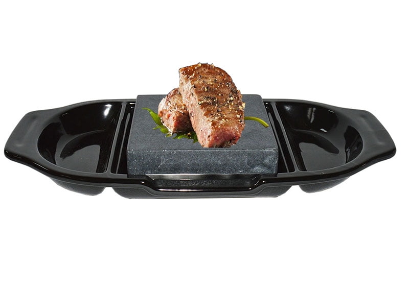 INTBUYING Hot Lava Rock Cooking Steak Stone Rock Grill Stone Baker Tray ...