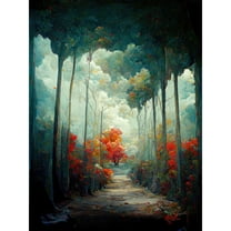 Autumn Forest Path Landscape Scene Painting Large Wall Art Poster Print ...