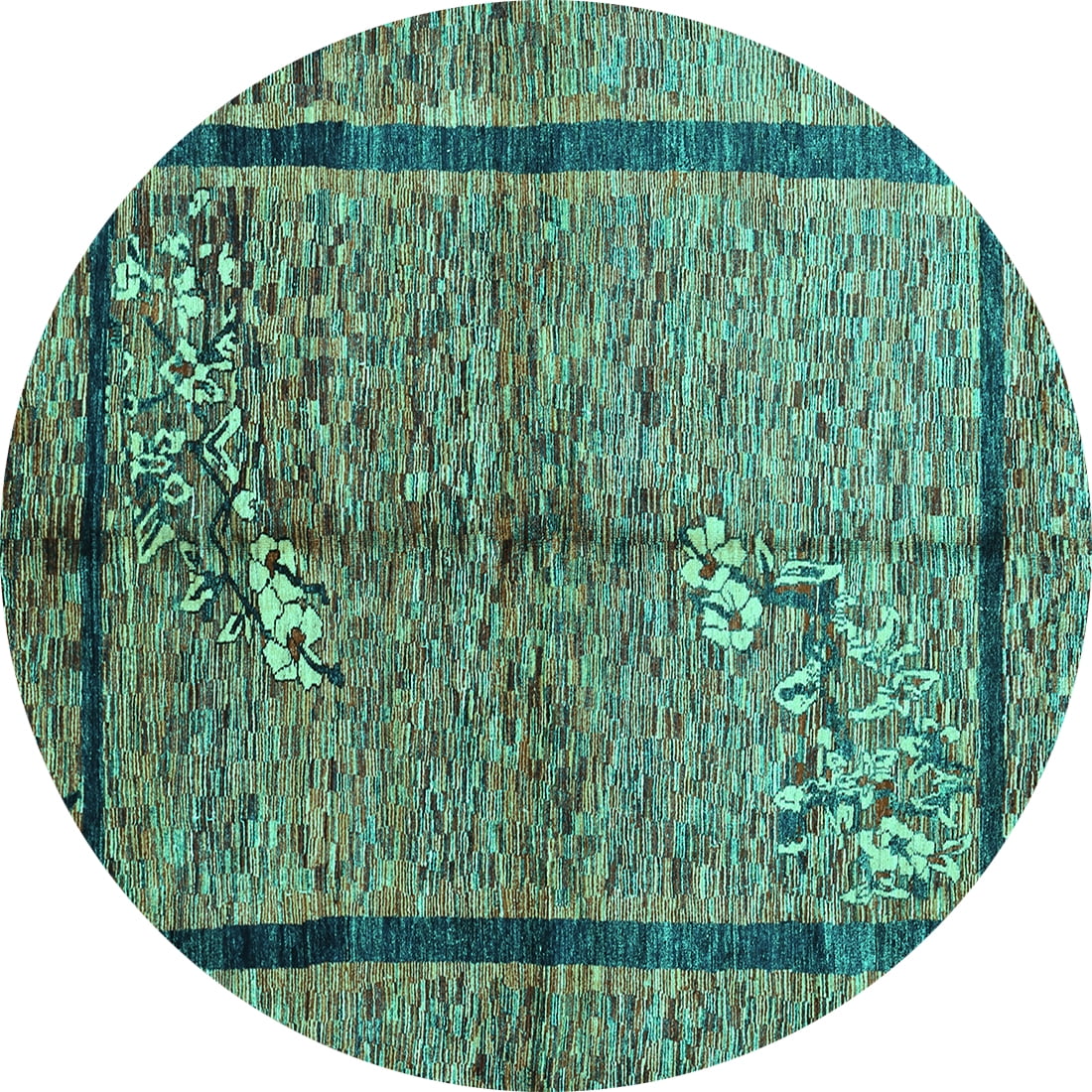 Ahgly Company Indoor Round Abstract Turquoise Blue Contemporary Area ...
