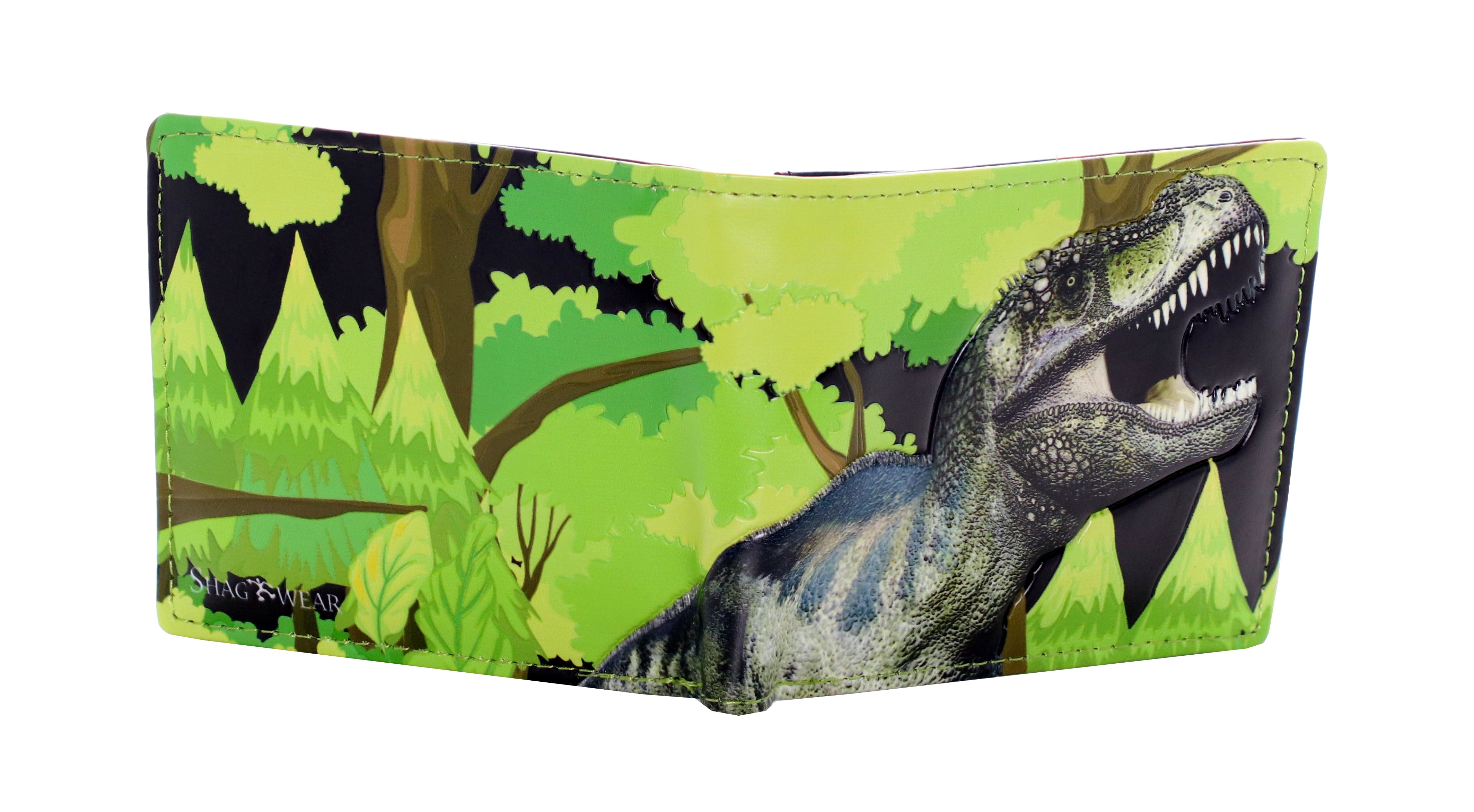Buy Shagwear T-Rex Dinosaur Pattern Men's Bifold Wallet, Black Faux ...