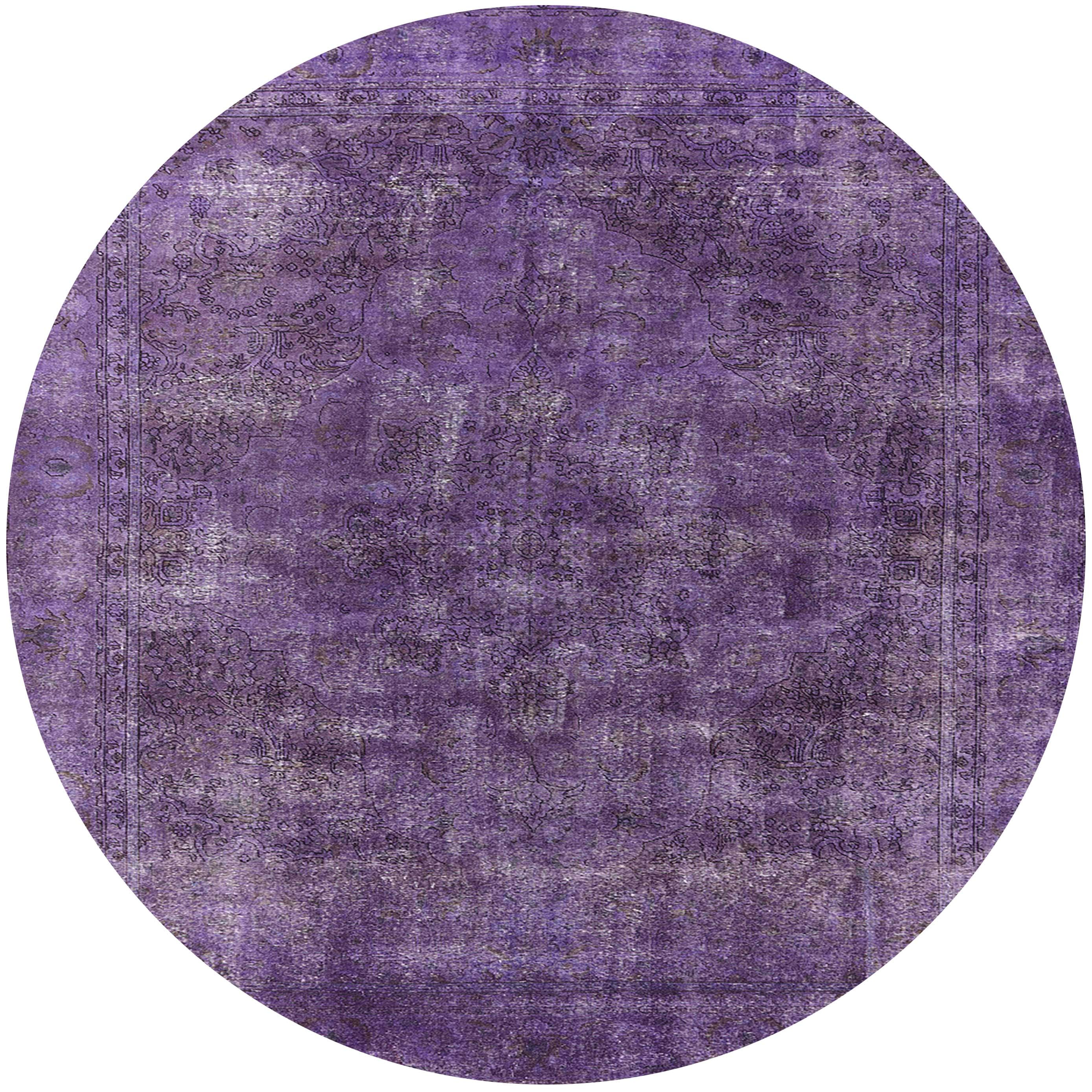 Ahgly Company Indoor Round Mid-Century Modern Purple Purple Oriental ...