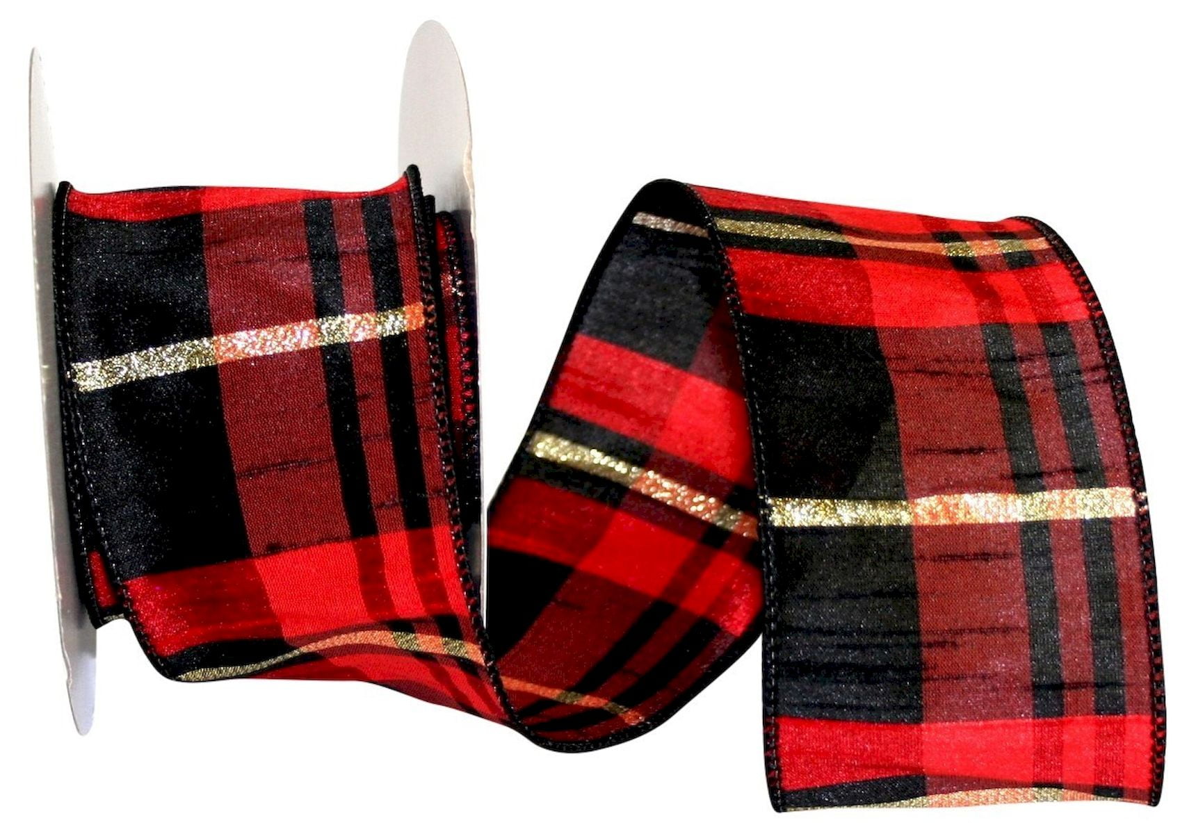 Red, Black & Metallic Gold Buffalo Plaid Wired Ribbon - Walmart.com
