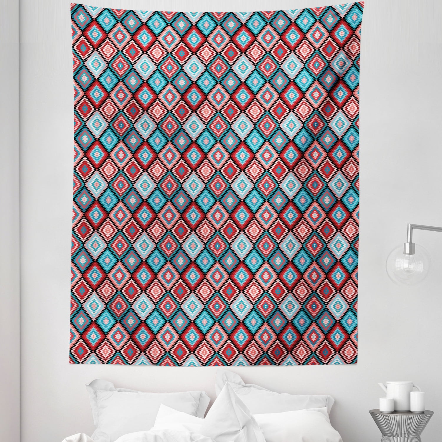 Aztec Tapestry, Rhombus Vintage Mexican Pattern with Historical ...