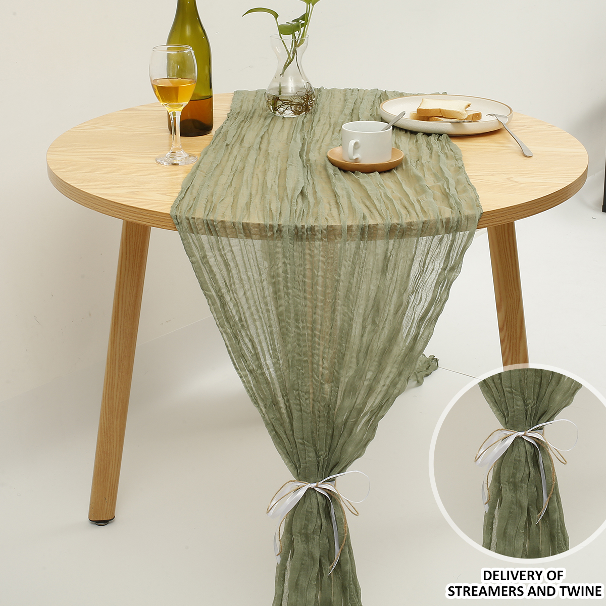 Gotydi 3Pcs Cheesecloth Table Runner, with Streamers Hemp Ropes 35 x ...