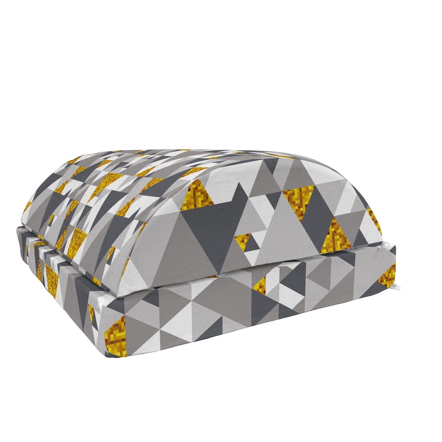 Grey and Yellow Foot Rest, Zig Zag Triangles Futuristic Design with ...
