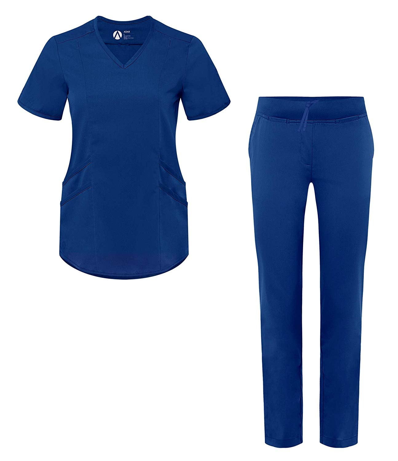 Adar Pro Scrub Set for Women - Tailored V-Neck Scrub Top & Tailored ...