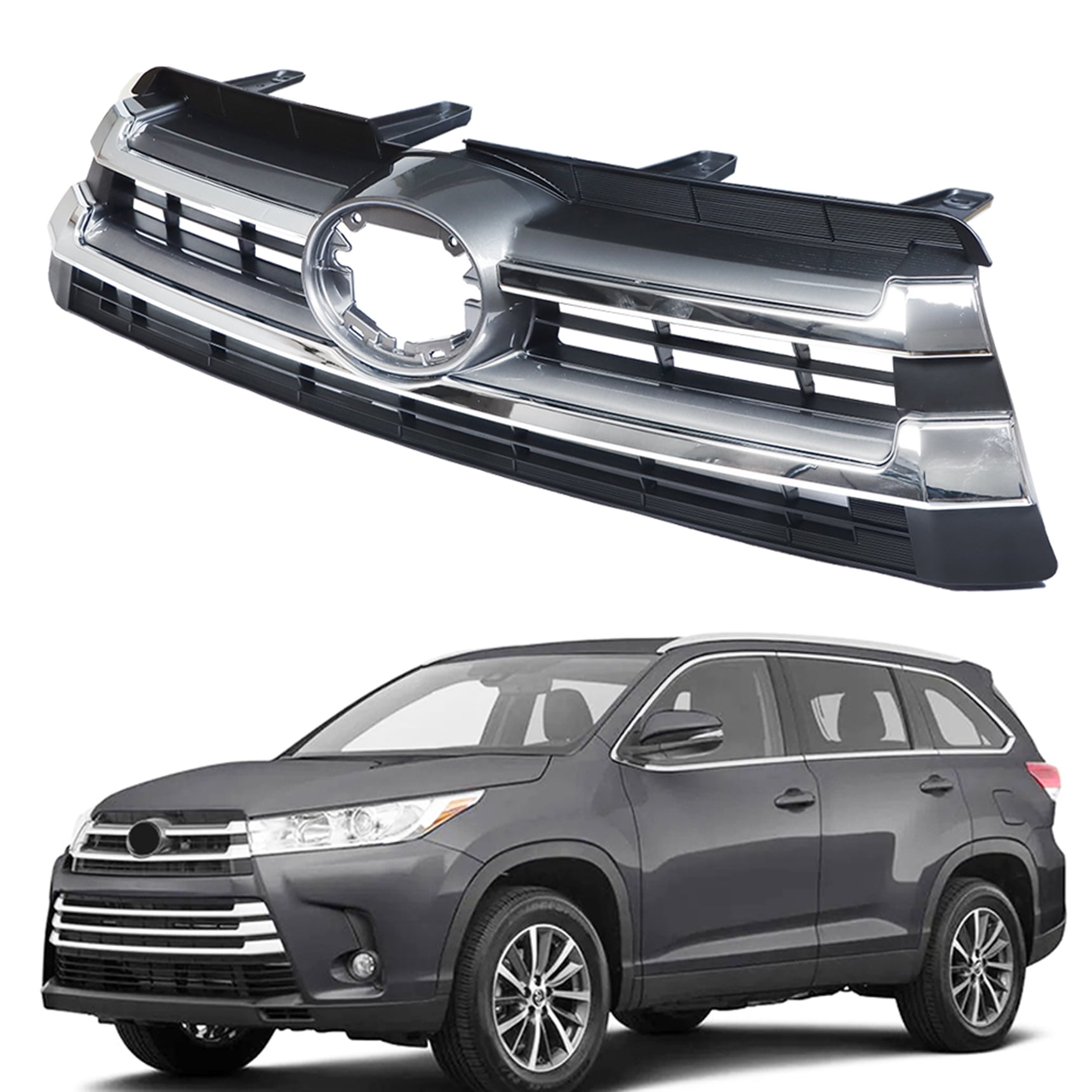 Genrics Fit For 2017 2018 2019 Toyota Highlander Grille Front Bumper ...