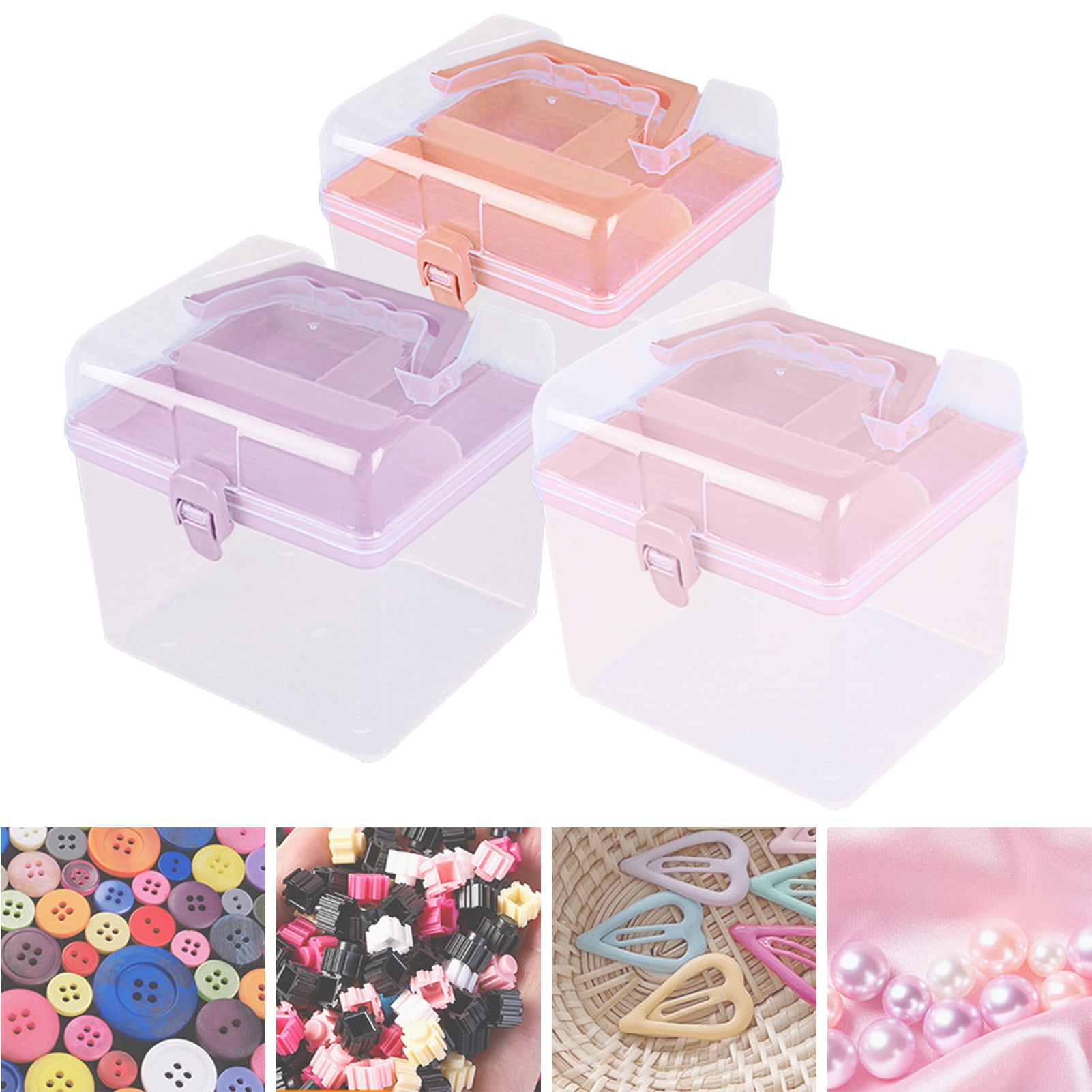 2 Layer Storage Containers 2-Pack Clear Plastic Storage Boxes With ...