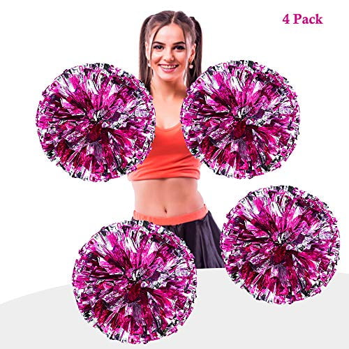 LINLIN 4Pcs Metallic Foil Cheerleading Pom Poms, Premium Cheerleader ...