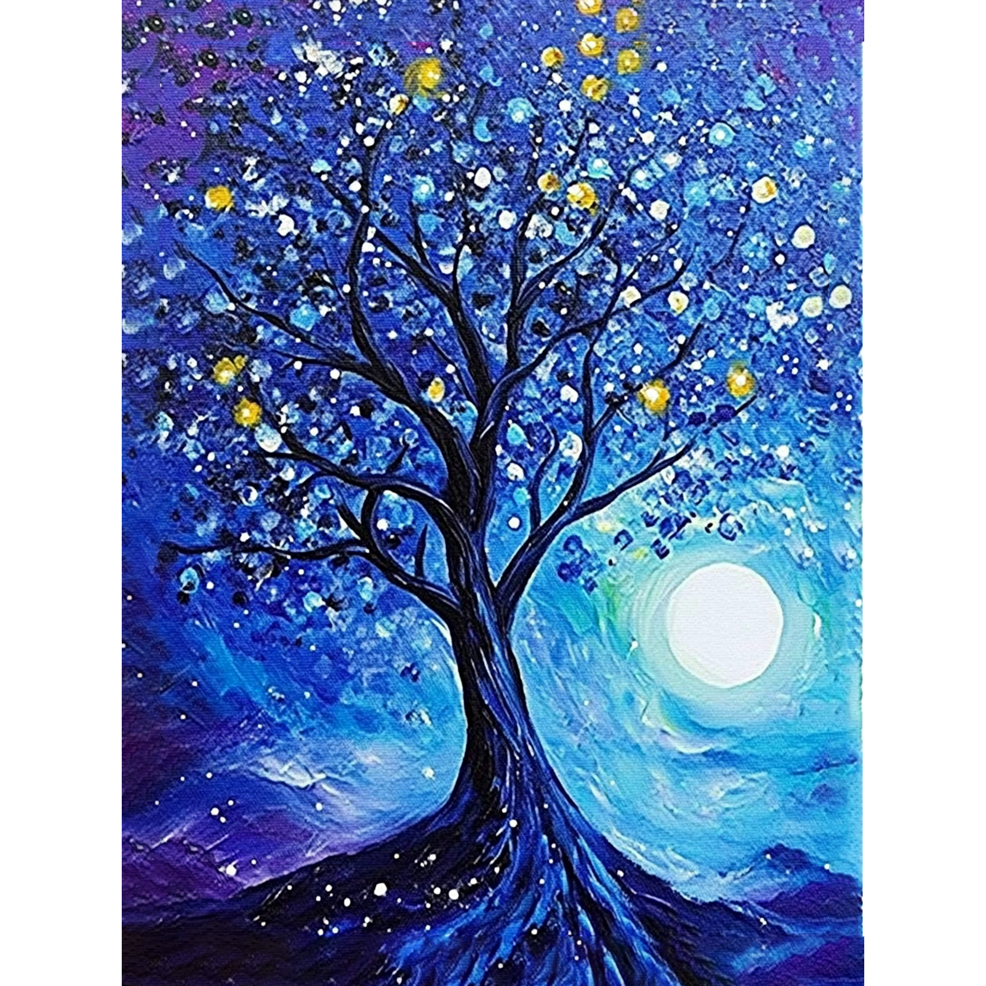 Click here for Qisvanset Blue Night Tree Canvas Wall Art， Perfect... prices