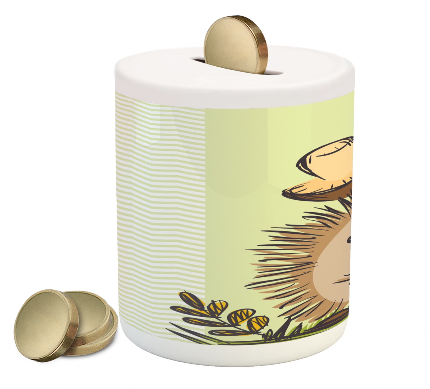 Mushroom Piggy Bank, Hedgehog Chevron Stripes Pattern Spiky Animal ...